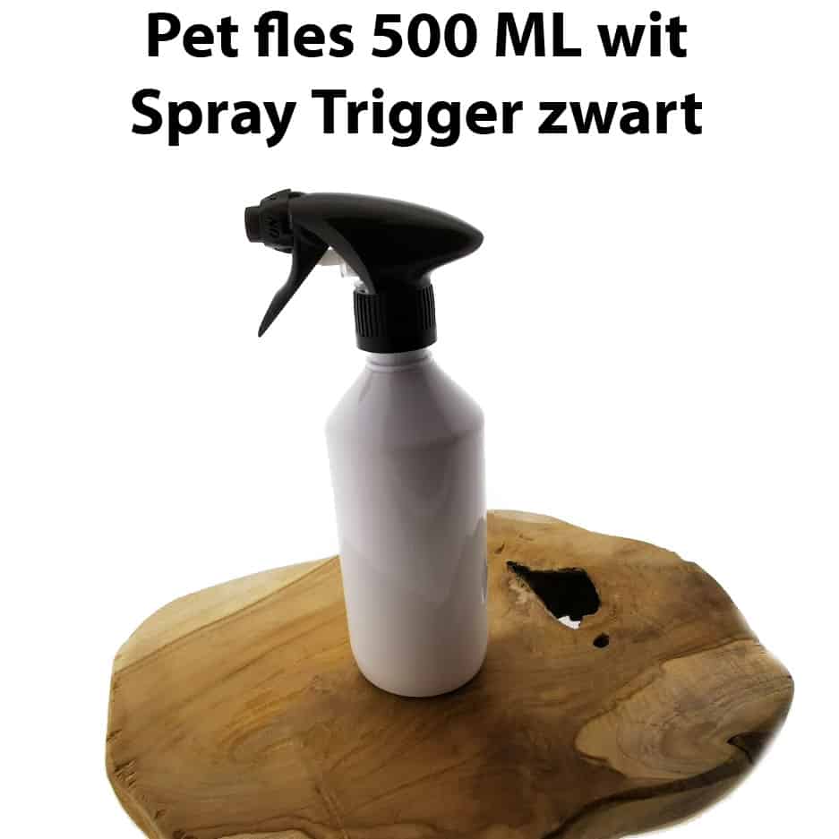Fles 500ml wit + Spray trigger verstuiver pomp - unicord